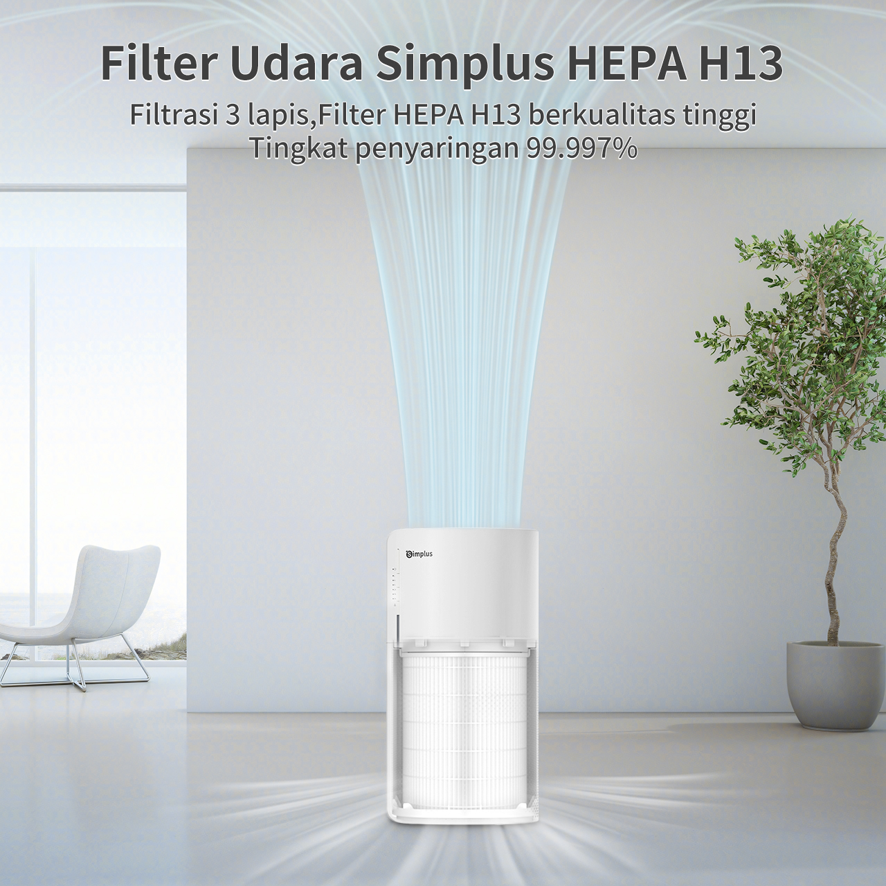 Jual Simplus Air Purifier Filter Udara HEPA H13 dengan Filtrasi ...