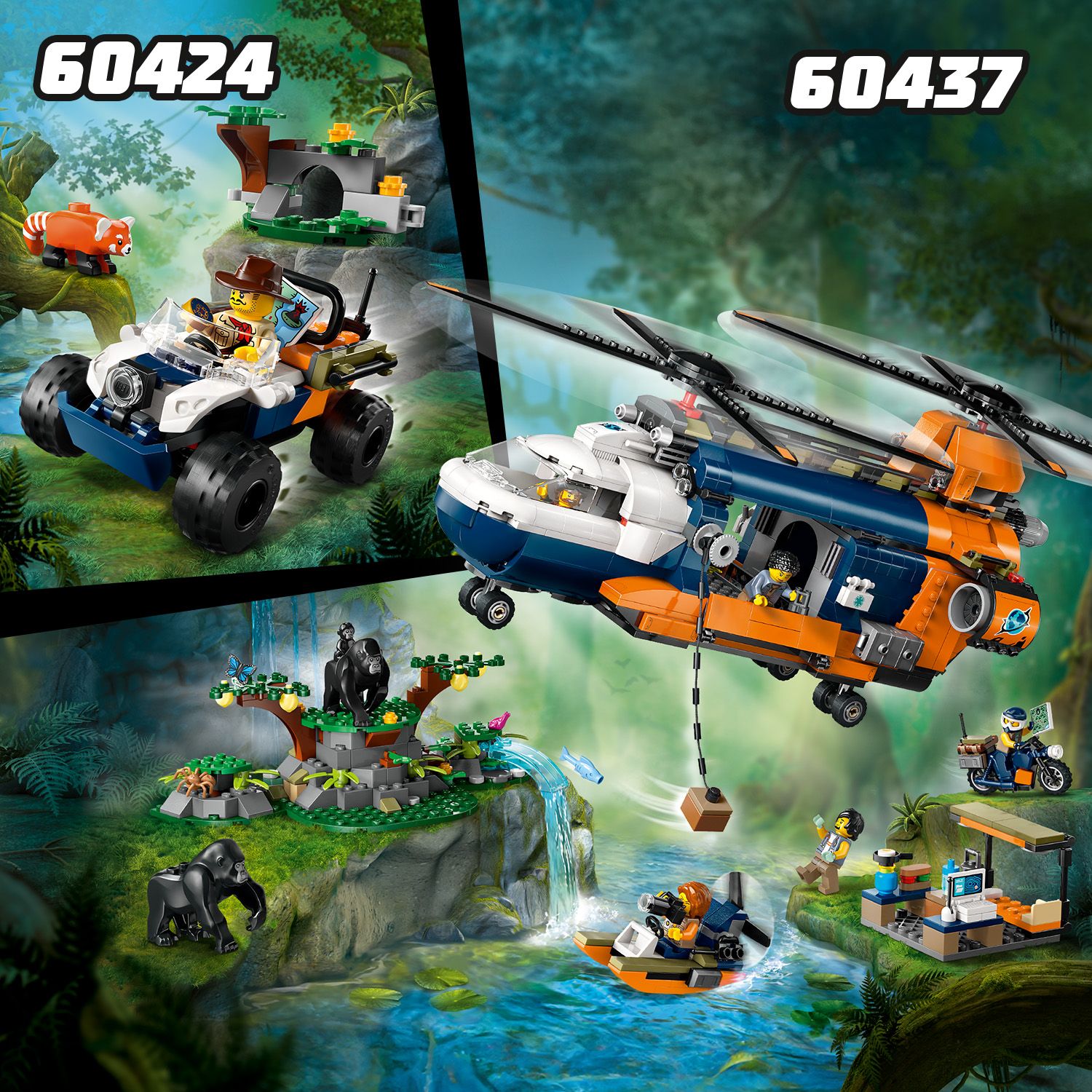 Jual LEGO City 60437 Jungle Explorer Helicopter at Base Camp (881 ...