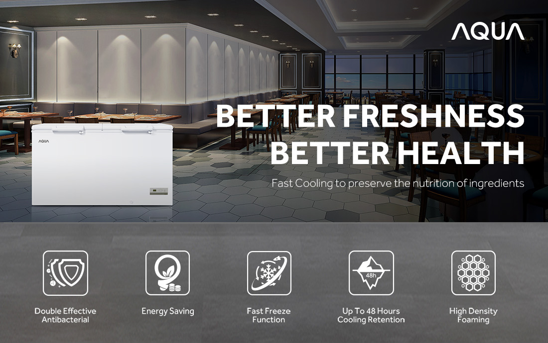 Jual AQUA Japan AQF-550EC Chest Freezer 519L, CF 2 Door, Antibacterial ...