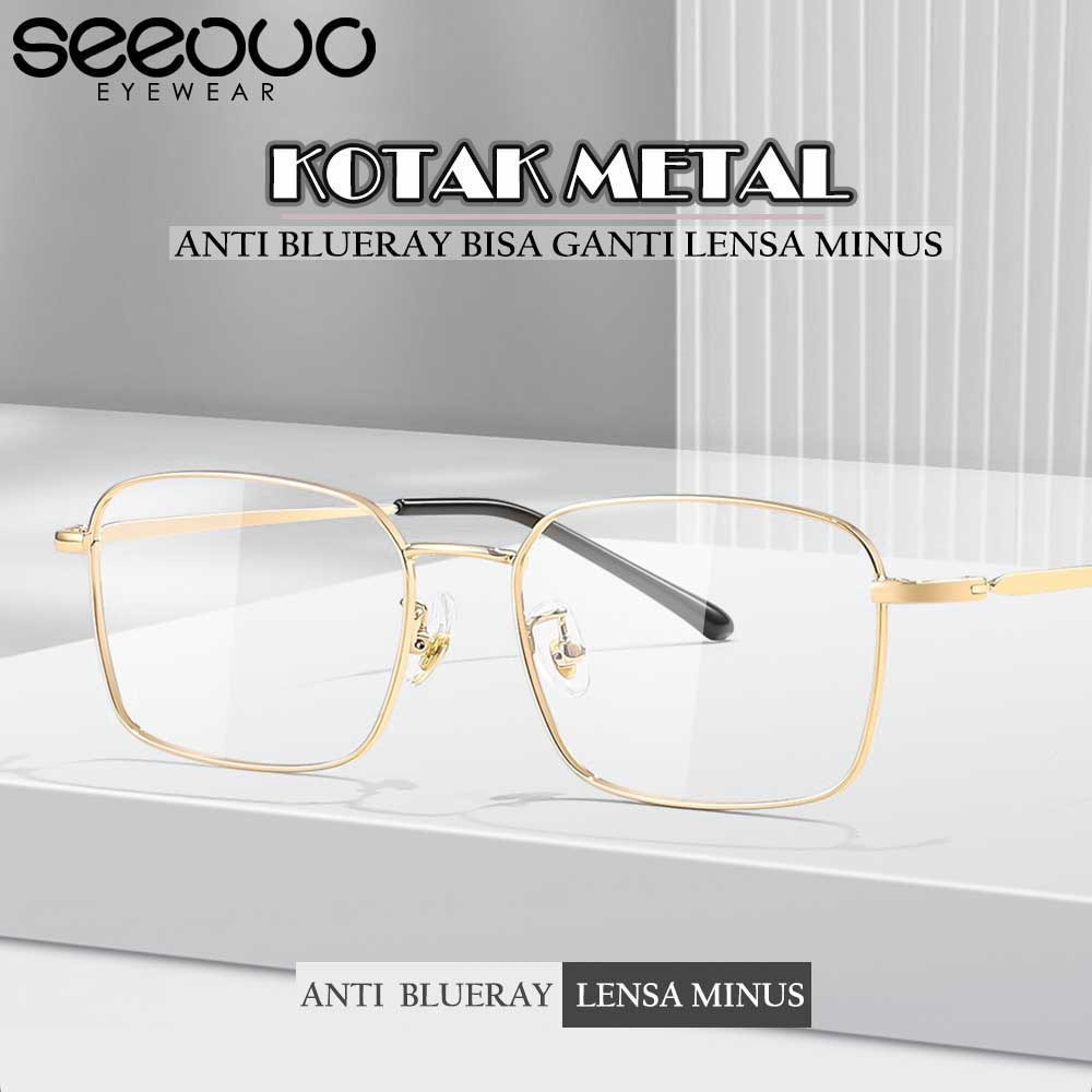 Jual Seeouo Kacamata Antiradiasi Blueray Model Kotak Business Style Bahan Metal Comfortable ...