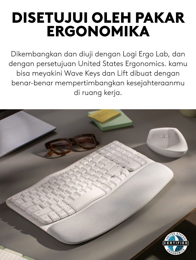 Jual Logitech Wave Keys Keyboard Ergonomis Wireless Bluetooth Dan