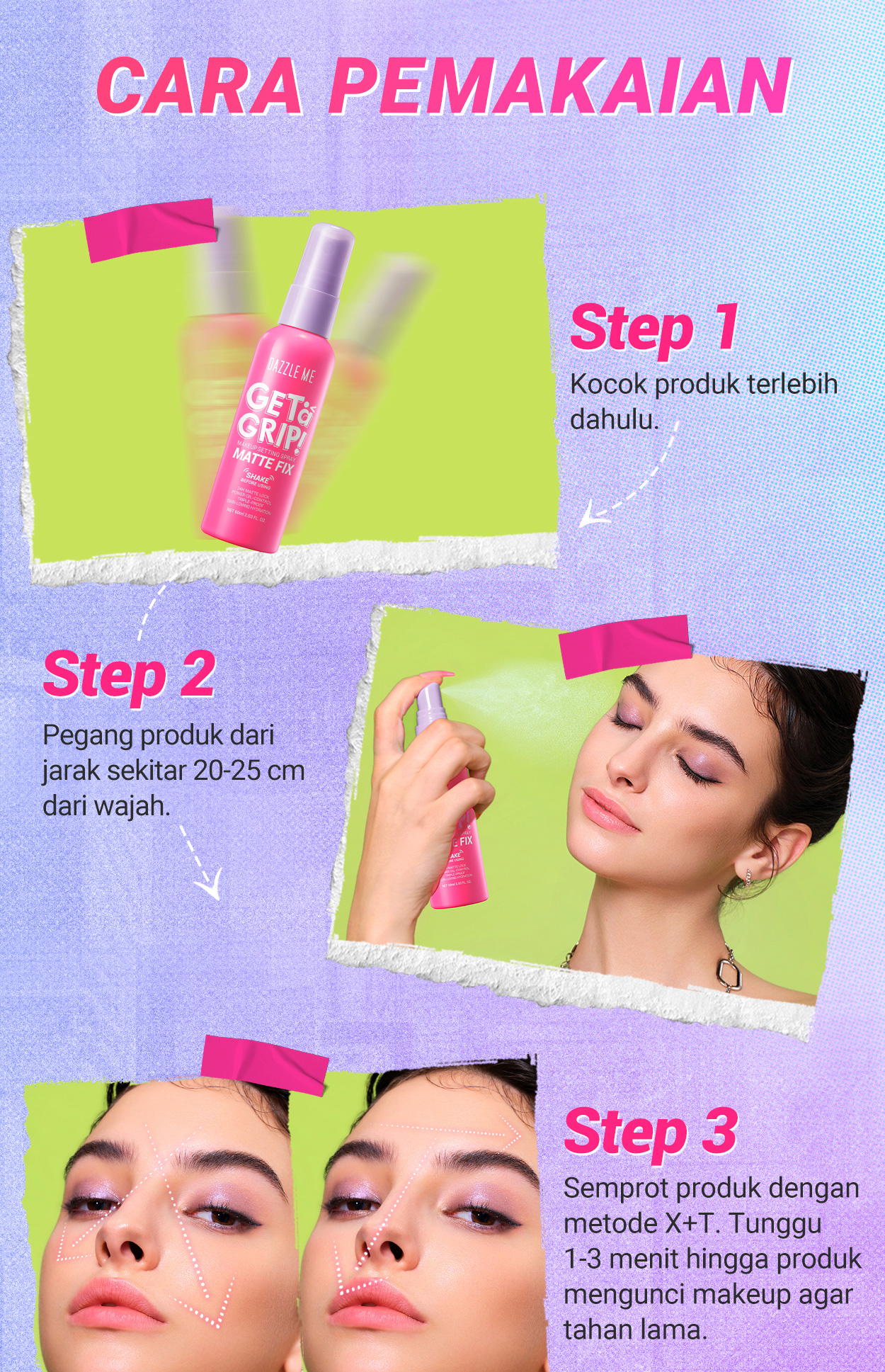 Jual [BPOM] DAZZLE ME Get a Grip! Makeup Setting Spray Matte Fix Smooth ...