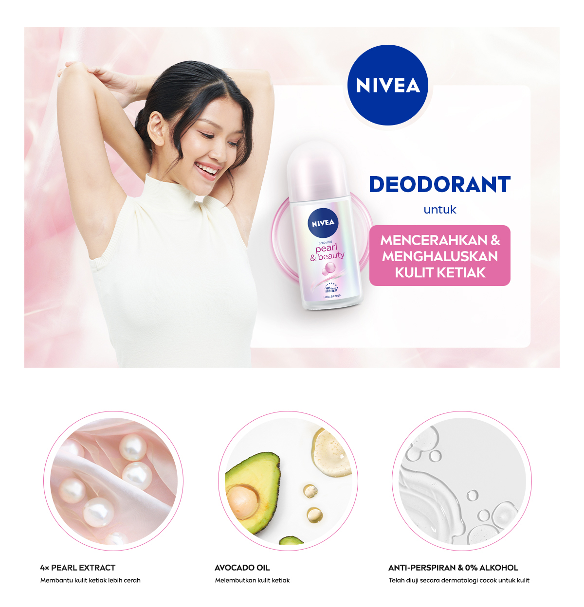 Jual NIVEA Deodorant Roll On Pearl & Beauty 25ml - Deodorant wanita ...