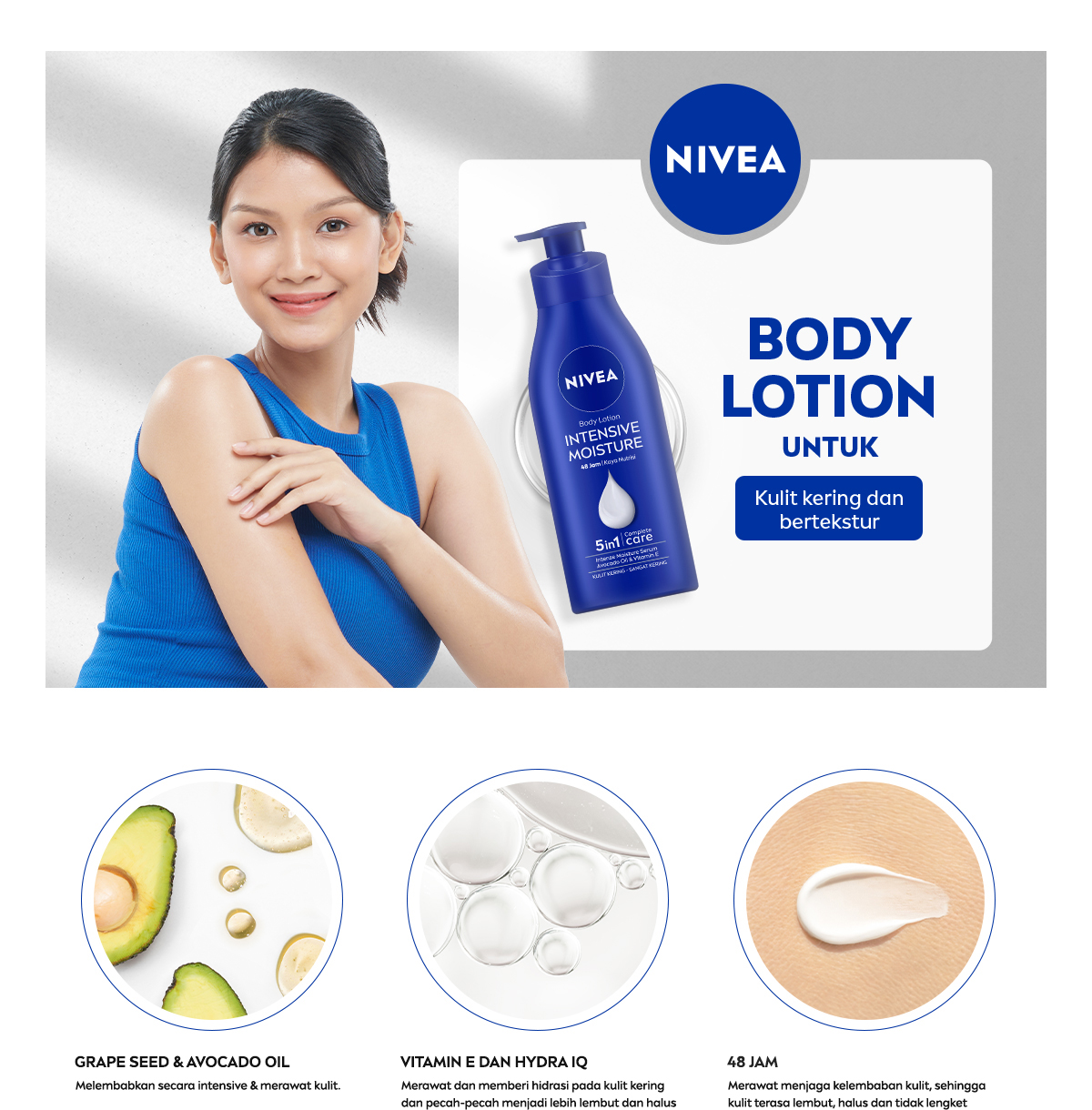 Jual NIVEA Body Lotion Intensive Moisture 380ml - Hand body lotion mositurizer 48 jam body care ...