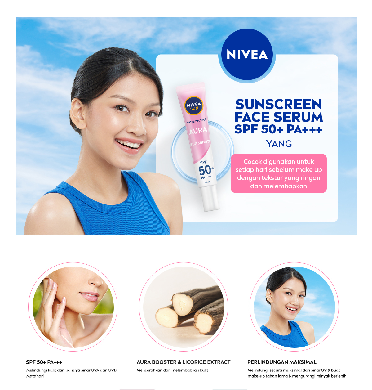 Jual NIVEA SUN Sunscreen Face Serum Extra Protect Instant Aura SPF50 ...