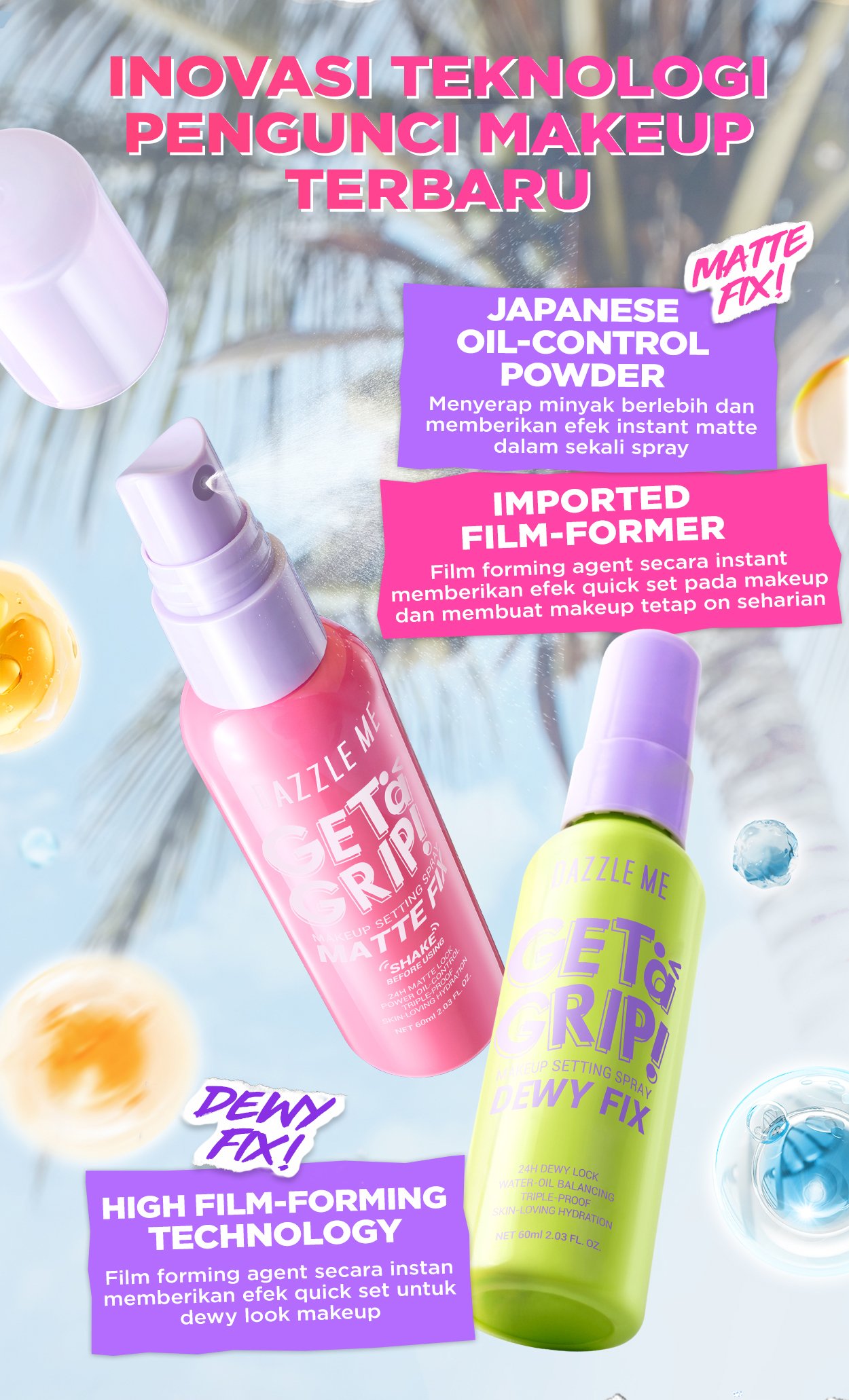 Jual [BUNDLE SETTING SPRAY] DAZZLE ME Get a Grip! Makeup Setting Spray ...