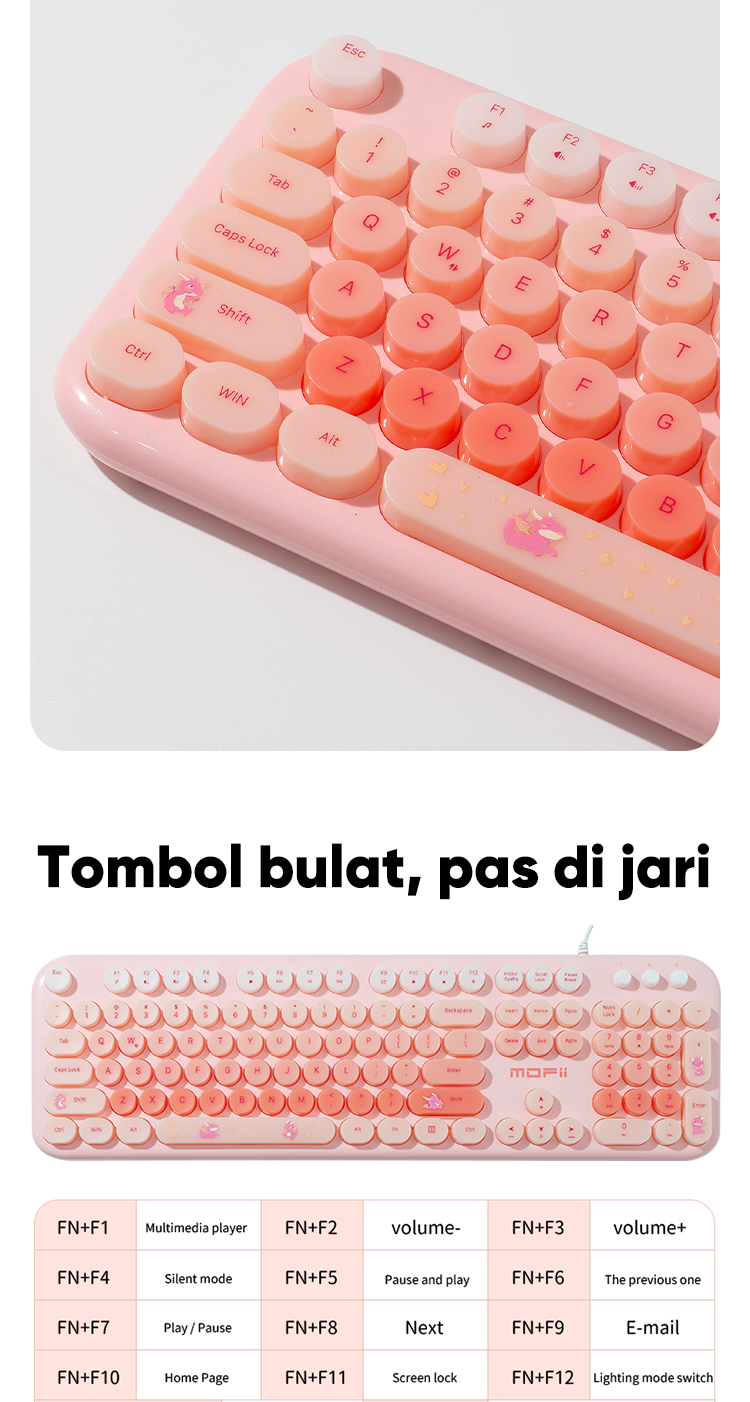 Jual MOFii Keyboard Wired LED Light Untuk Windows Mac LOVELY ME ...
