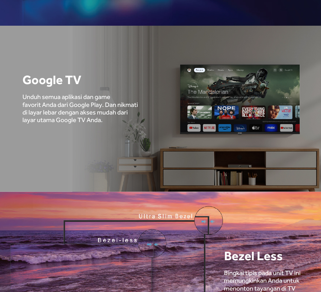 Jual AQUA Elektronik TV 43 inch AQT43K800UX - 4K HDR - Google TV ...