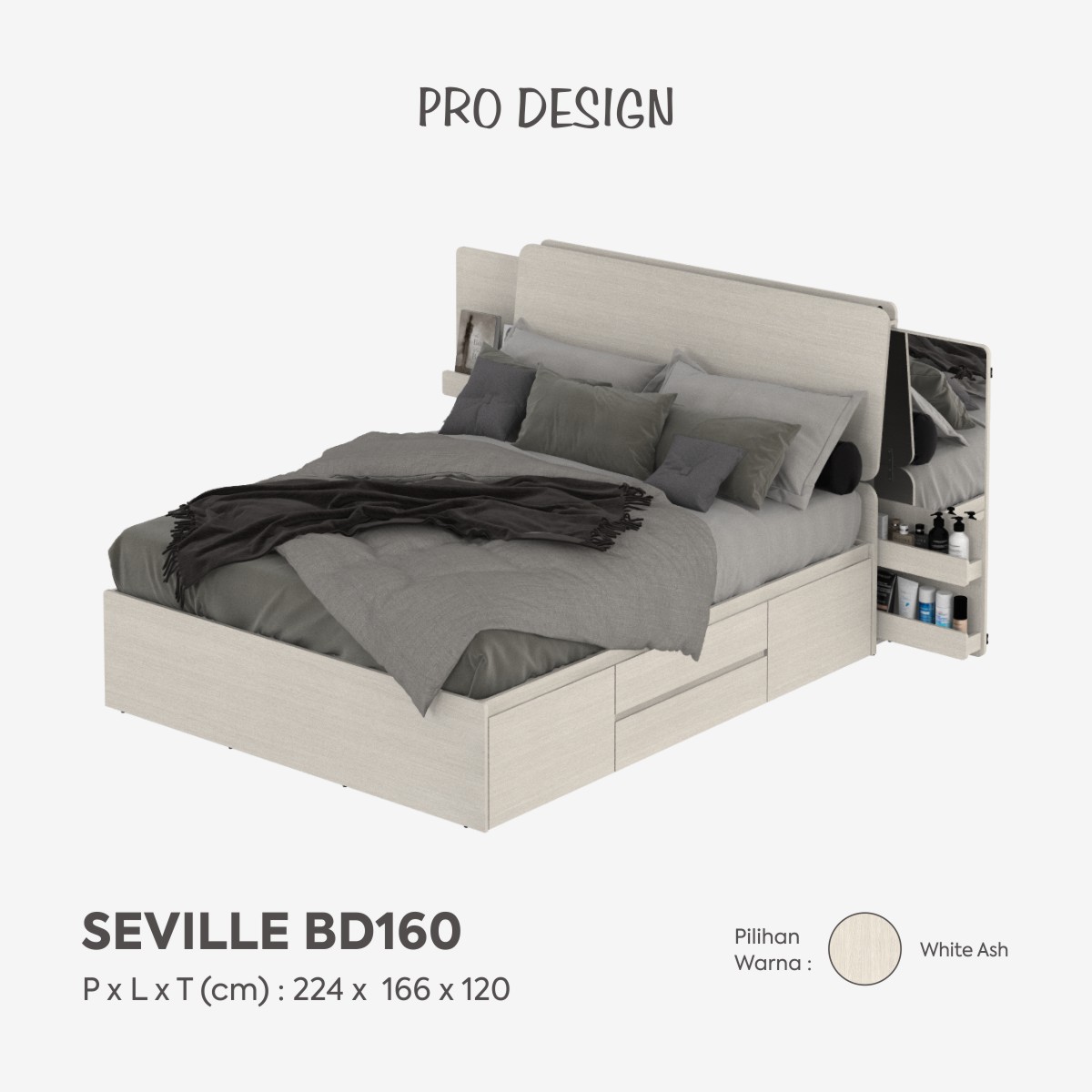 Jual Pro Design Seville BD160 Dipan / Tempat Tidur Dengan Laci | Shopee ...