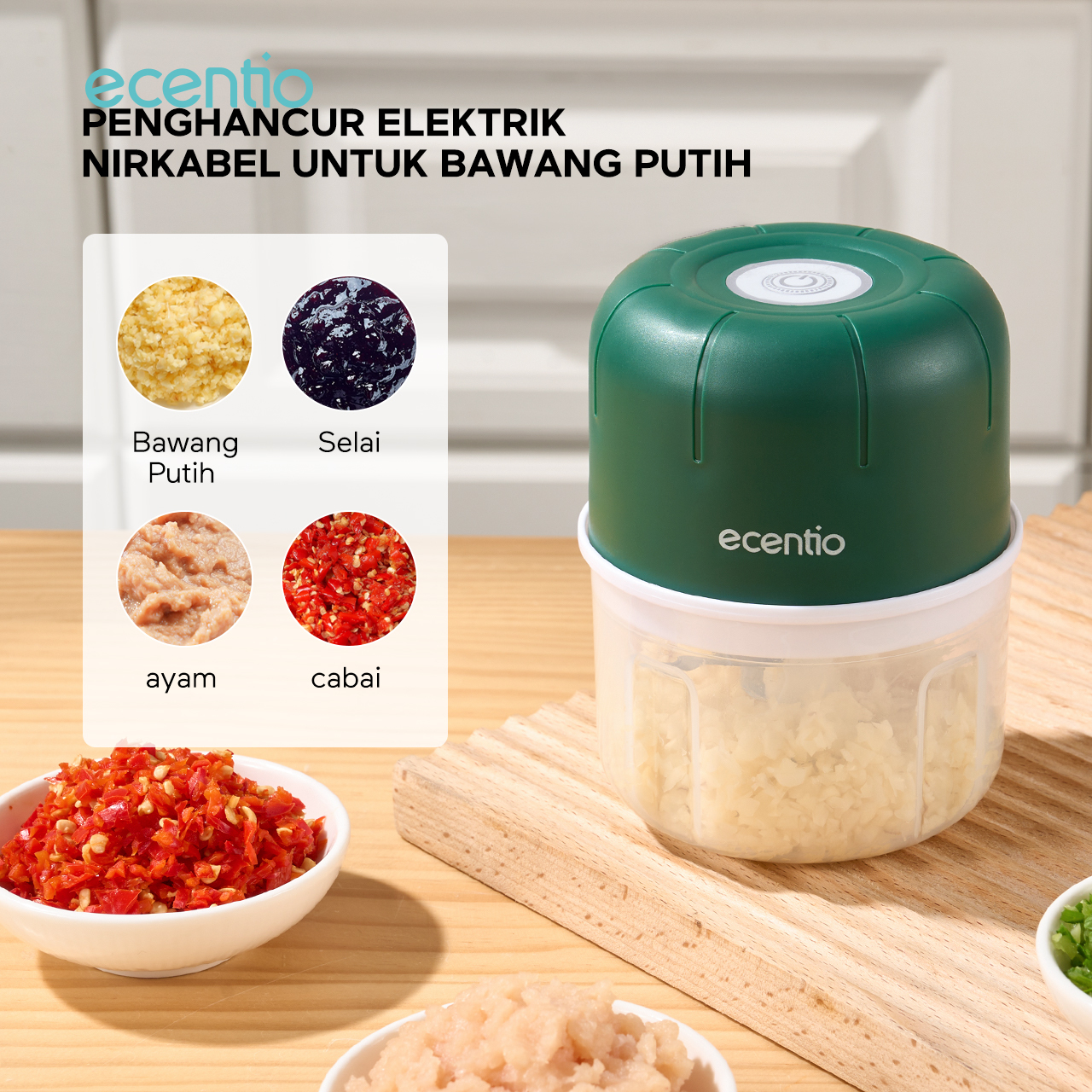 Jual ecentio Mini Chopper 6 pisau 250ml kapsul coper Mixer blender ...