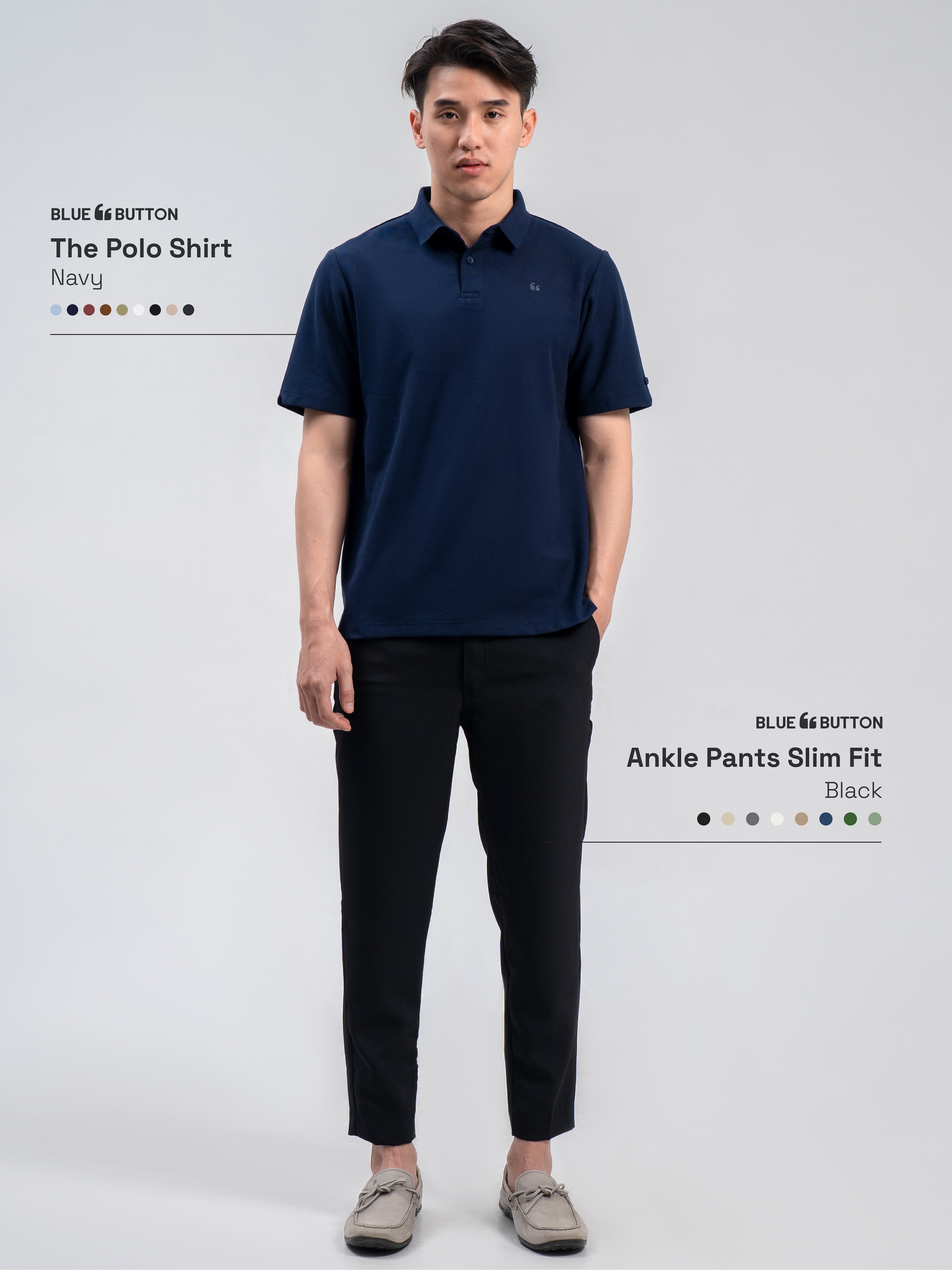 Jual BLUEBUTTON Polo Shirt Mineral Blue | Shopee Indonesia