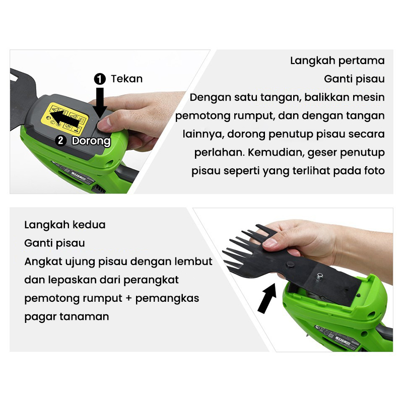 Jual Pemangkas rumput dan semak tanpa kabel 7.2V, pemangkas pagar 2-in ...