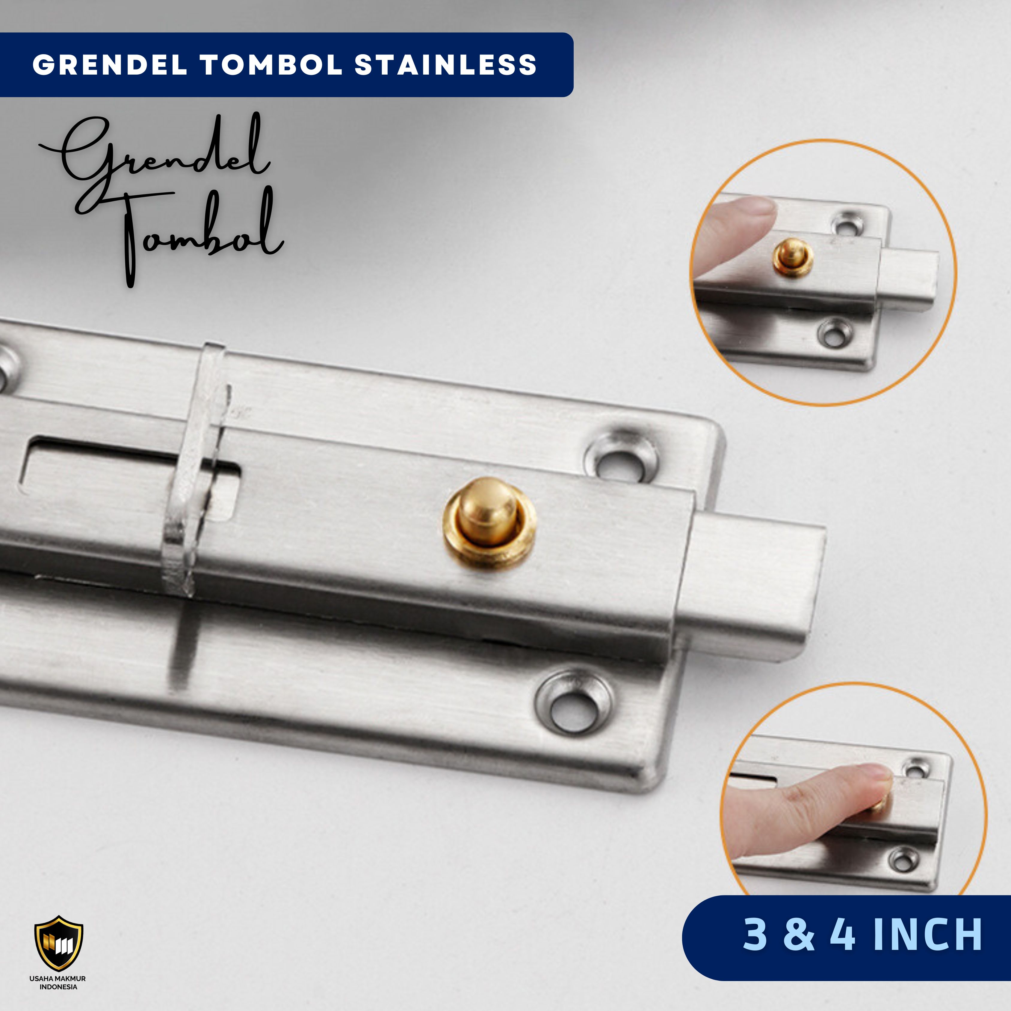 Jual Grendel Pintu Slot Stainless Tombol Otomatis | Grendel Kunci Pintu ...