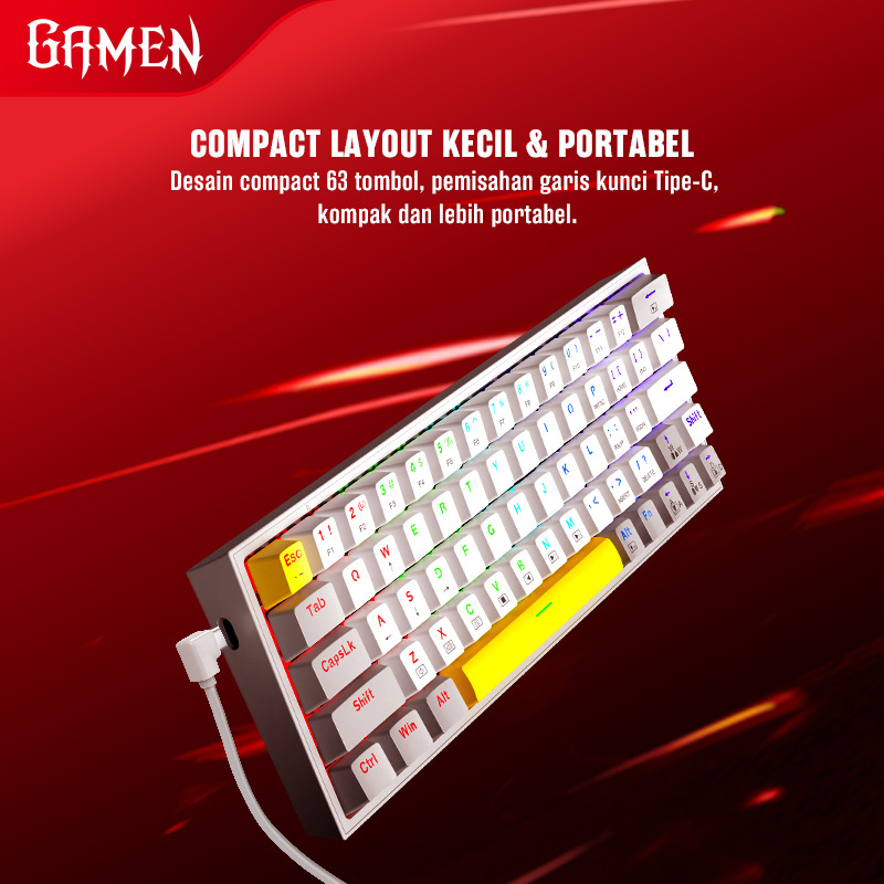 Jual GAMEN Keyboard Gaming Mechanical 60% Layout Titan 5 Compact and ...