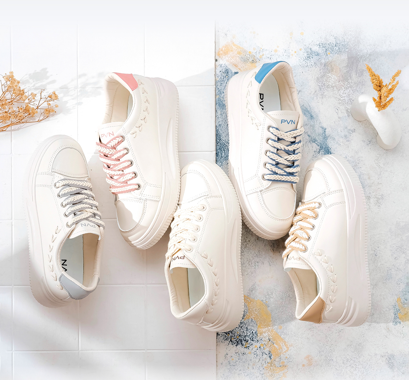 Jual PVN Seola Sepatu Sneakers Kets Krem Wanita Sport Shoes 279 ...