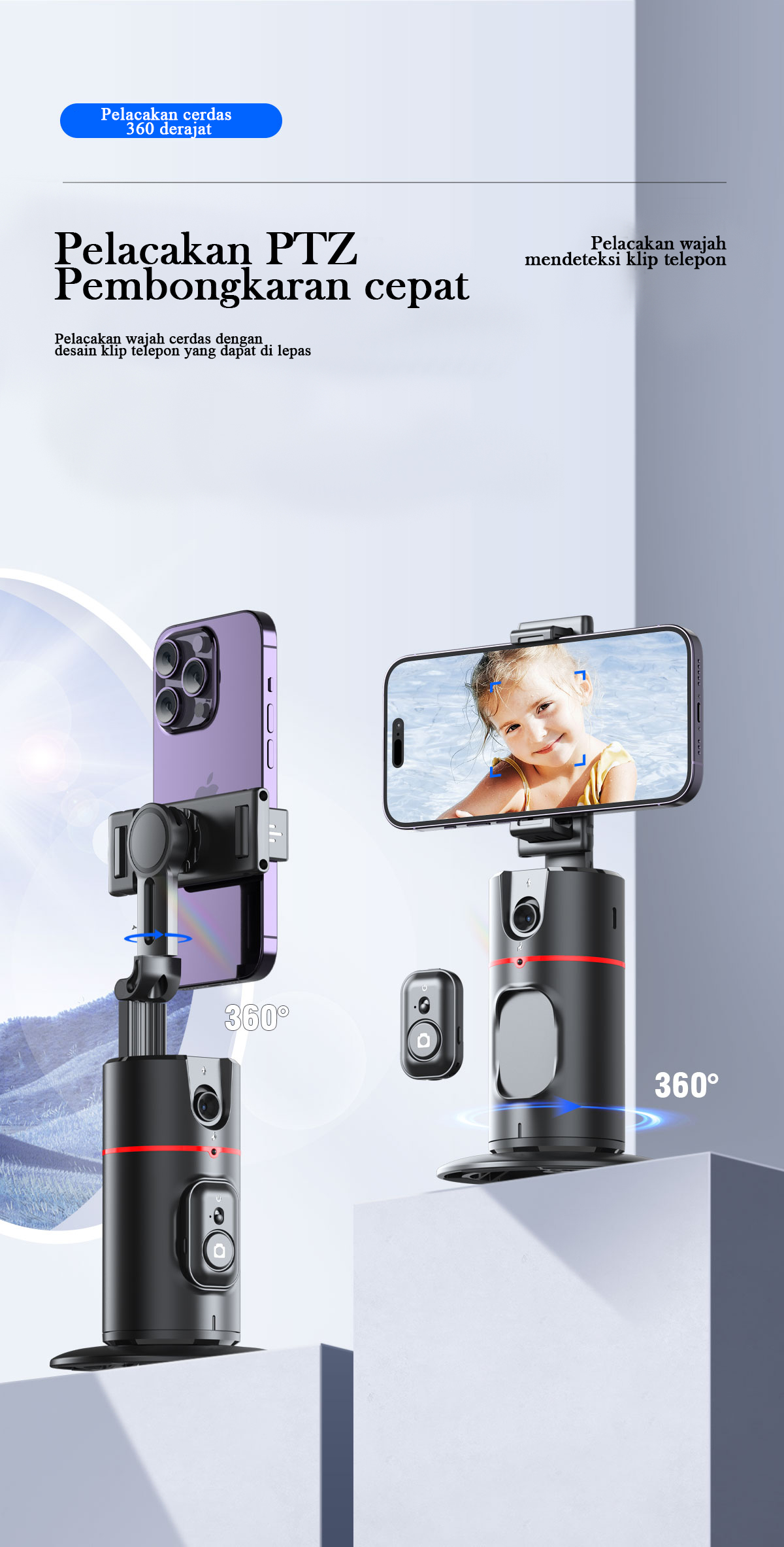 Jual CIJI CJPG-P02 Gimbal Stabilizer Handphone Auto Balance 360°AI Face ...