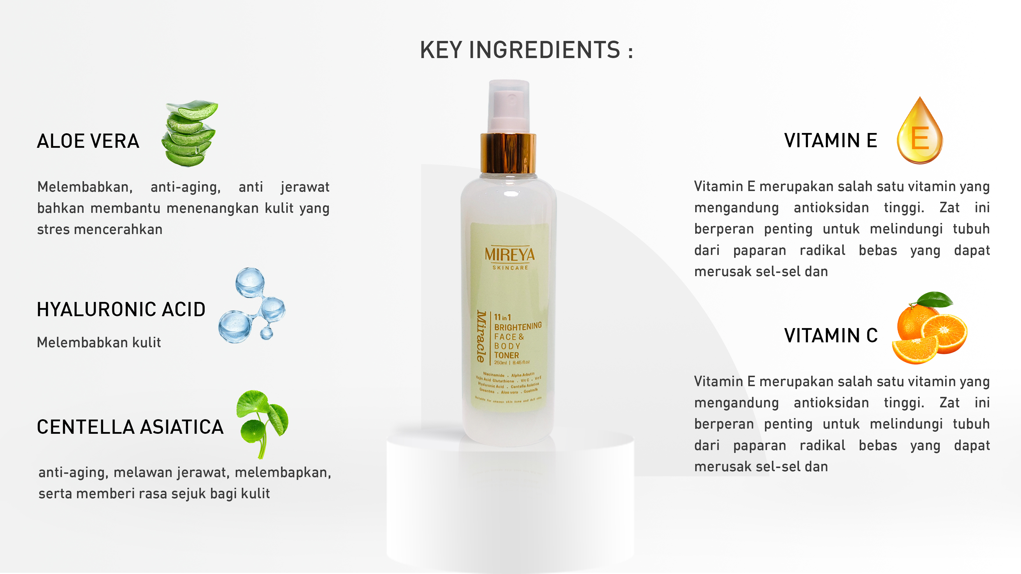 Jual Mireya 11 in 1 Miracle Brightening Face & Body Toner 250ml – Toner ...