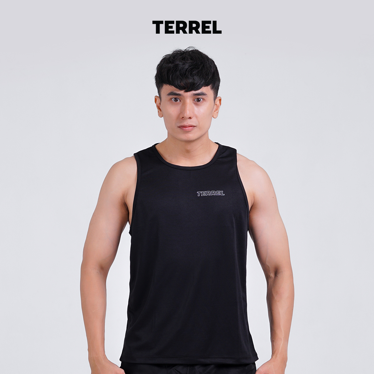 Jual Terrel sportswear basic tanktop black sleeveless singlet pria dry fit gym running pria ...