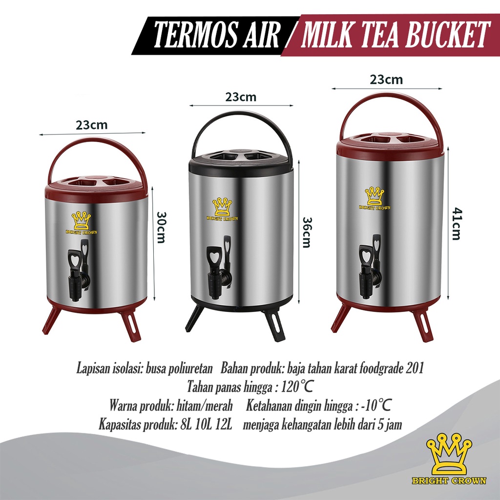 Jual Bright Crown Milk Tea Bucket Stainless 8L 10L 12L / Dispenser ...