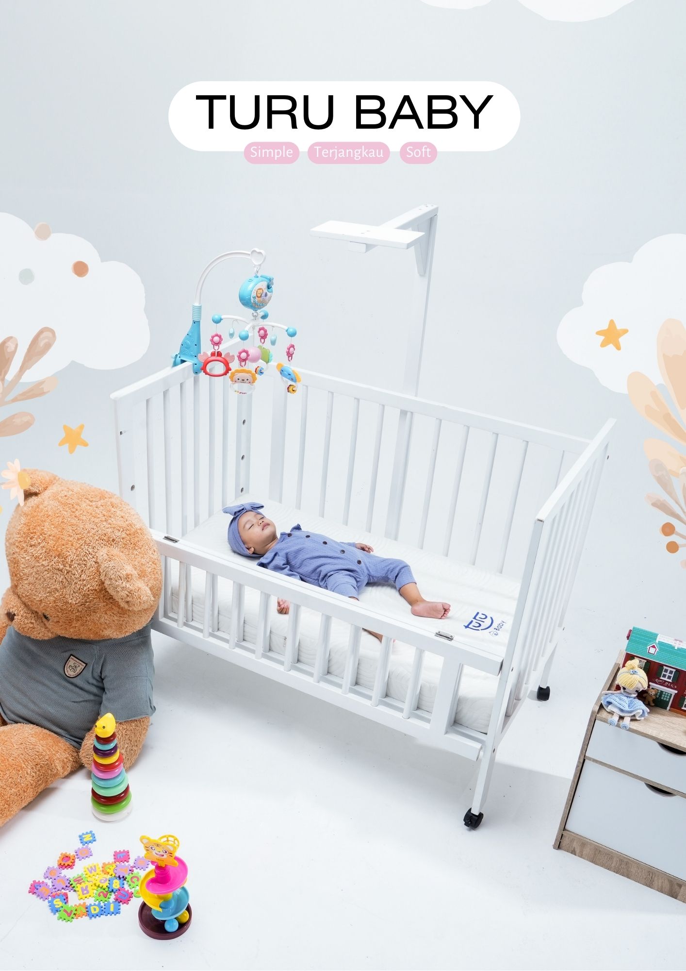 Jual Kasur Bayi Premium TURU Baby 63x115cm - Baby Box Crib Mattress ...