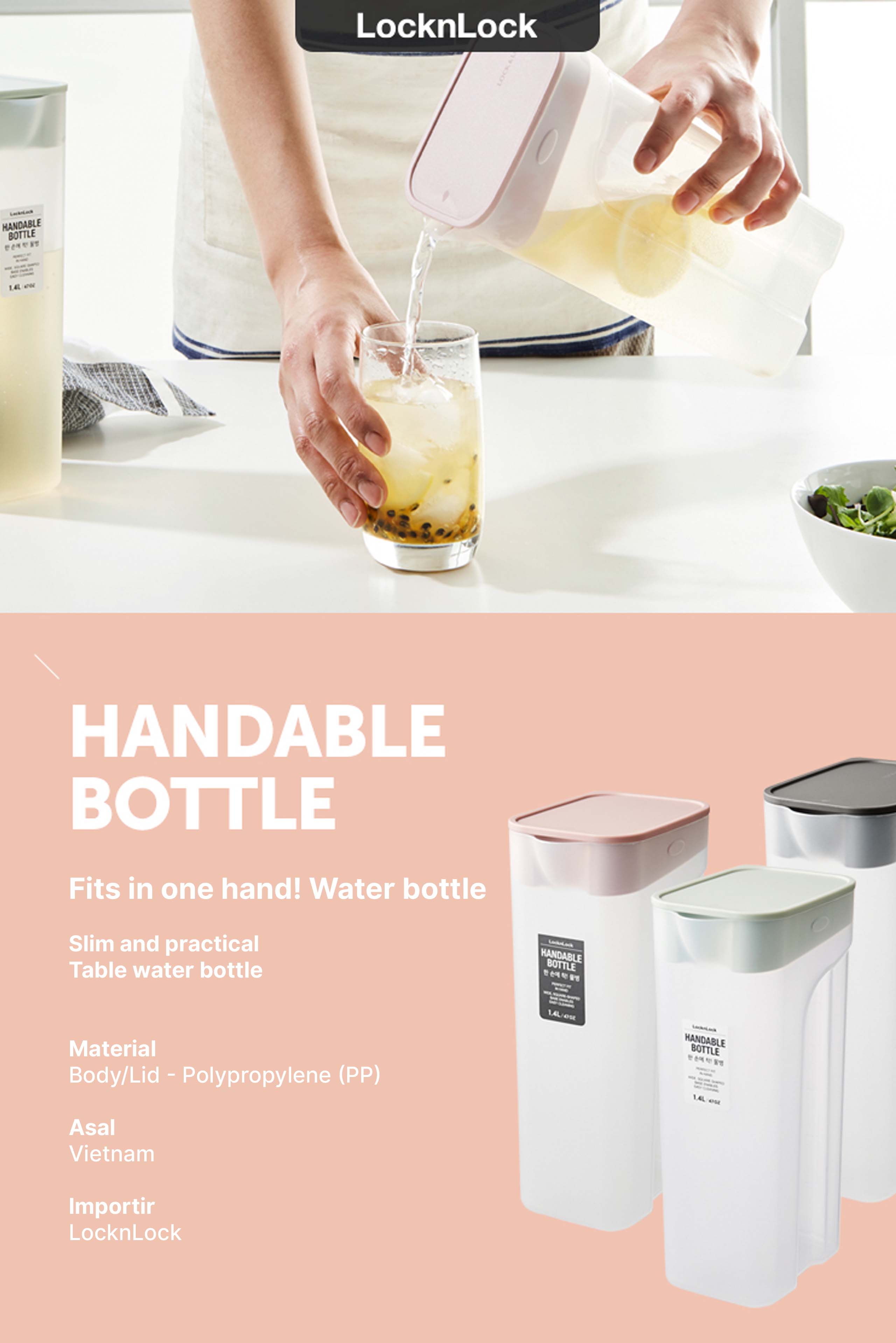 Jual LocknLock Handable Botol Minum 1.4L BPA Free | Shopee Indonesia