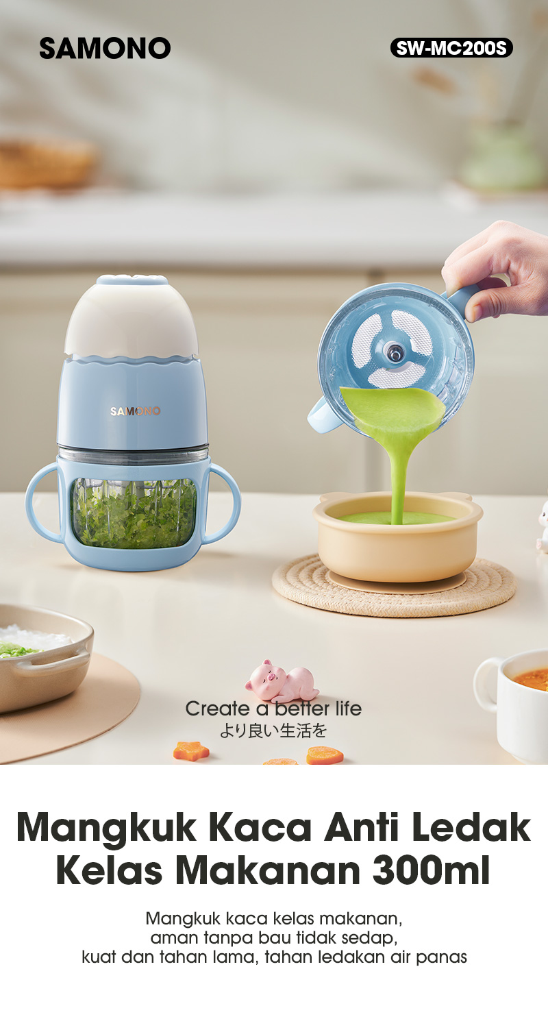 Jual SAMONO Chopper MPASI Mini Baby Food Processor 300ml Blender Bumbu ...