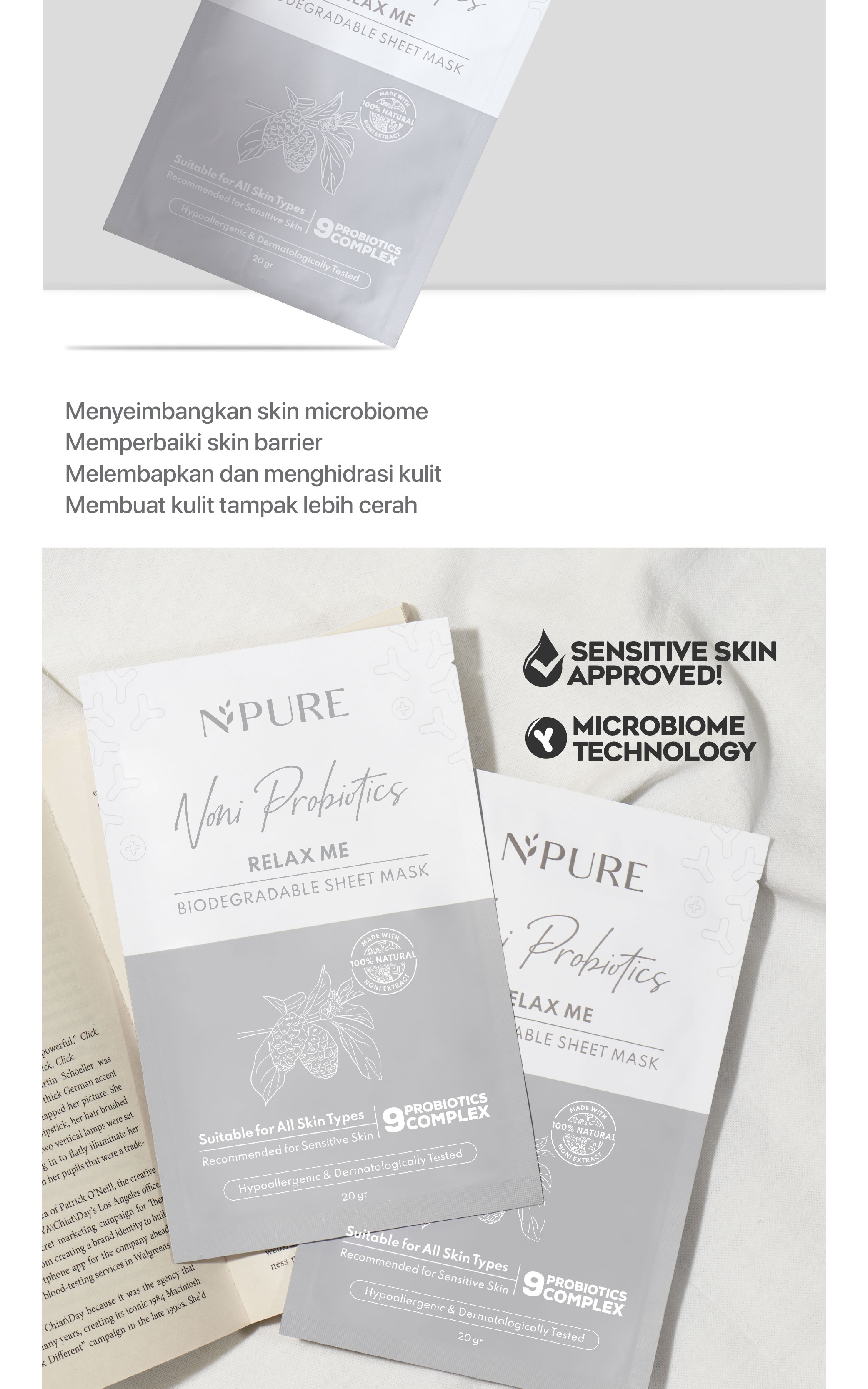Jual NPURE Sheet Mask Noni / Relax Me / Masker Wajah Kulit Sensitif ...