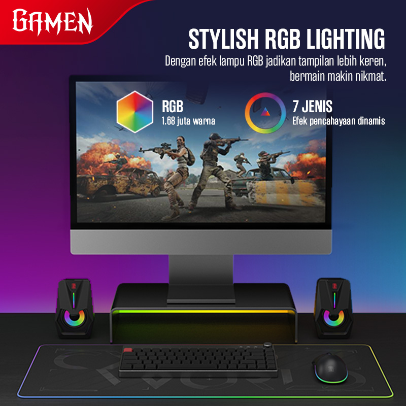Jual GAMEN Speaker Gaming GS2 RGB Light Effect Game Sound Powerful 6W ...