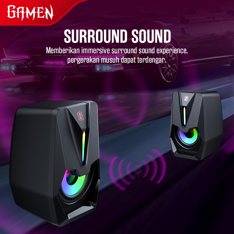 Jual GAMEN Speaker PC Gaming Surround Sound 7 Mode RGB 6W GS2 USB/AUX ...