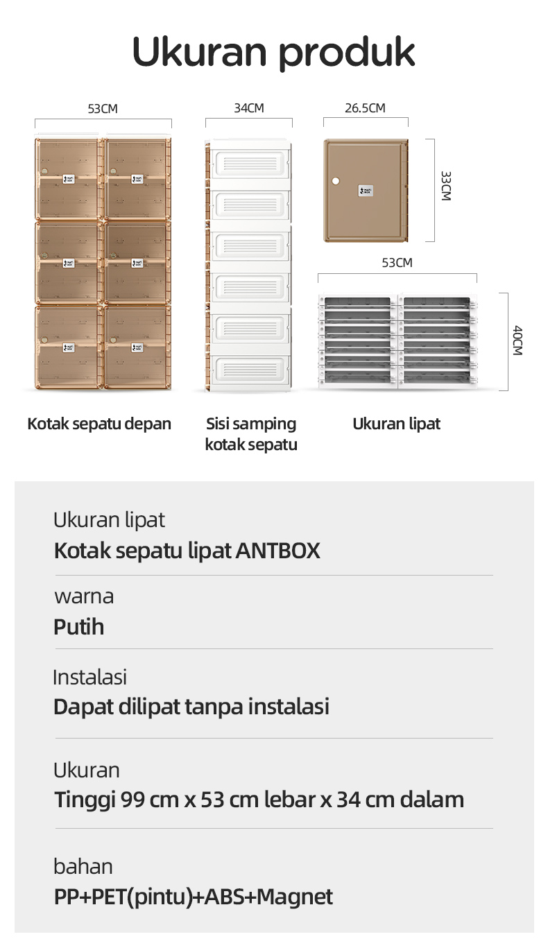 Jual ANTBOX Kotak Sepatu 1 Baris 2 Pasang Sepatu Box Sepatu Tebal Rak ...