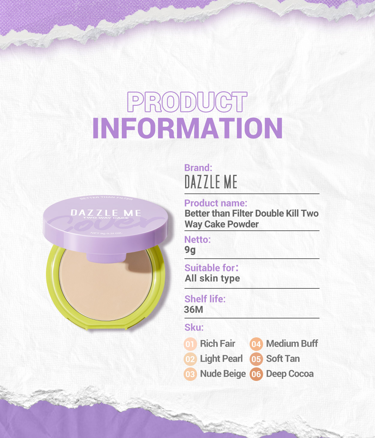 Jual DAZZLE ME Better Than Filter Double Kill Two Way Cake Pressed ...