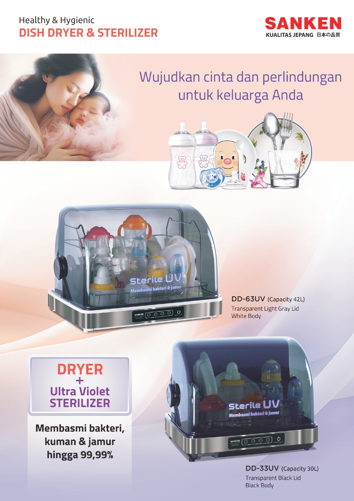 Jual Sanken DD-63 UV Dish Dryer Steriliser UV Sterilizer Baby Bottle ...