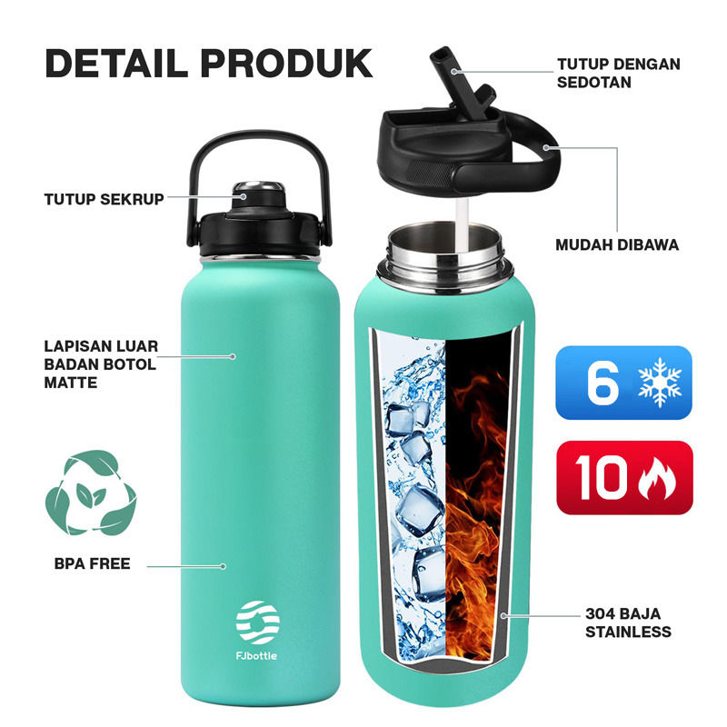 Jual FJbottle - SR2120 Botol Minum Tumbler Olahraga Stainless Steel 304 BPA free 950ML Free ...