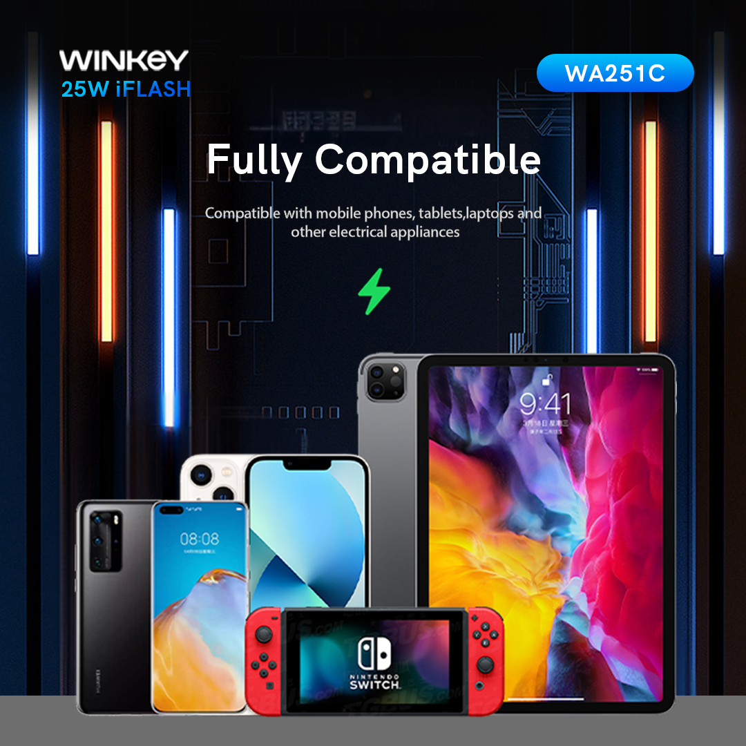 Jual WINKEY Adaptor GaN Kepala Charger 25W Type C iPhone PD Fast Charging iFlash Technology ...