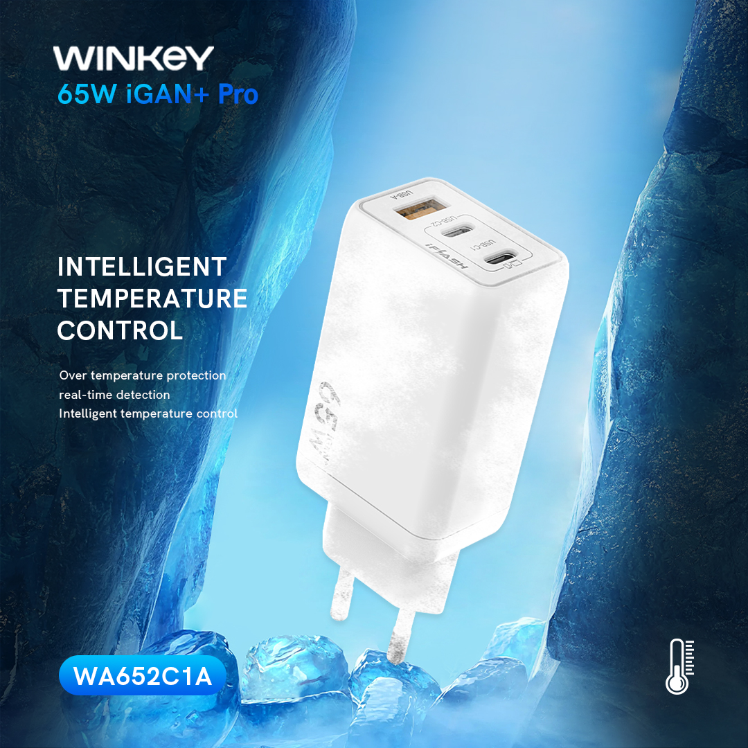 Jual WINKEY Kepala Charger iGan+ 65W Pro GaN 2 Port Type C + 1 Port USB ...