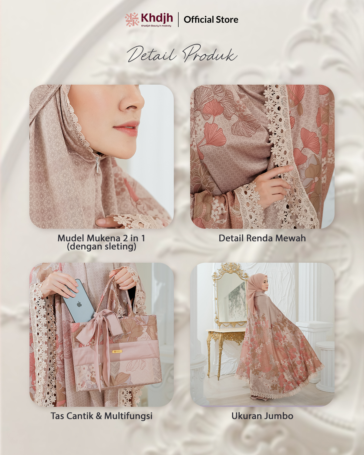Jual Khadijahlabel Mukena Dewasa Jumbo Premium Silk Renda Mewah Terbaru ...