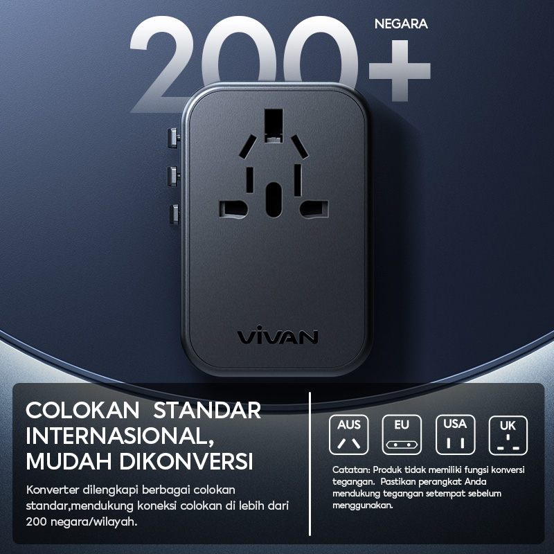 Jual VIVAN VPS-T Series Travel Adaptor Fast Charging GaN 75W 5A ...