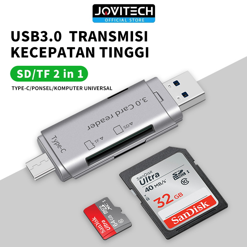 Jual Jovitech 4in1 Card Reader High-Speed Smart USB 3.0 Metal Type-C/SD Card/TF Memory OTG ...