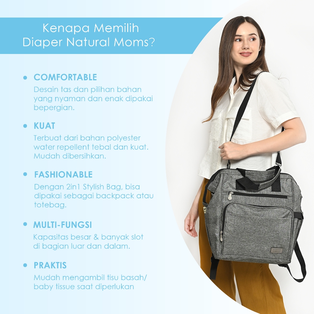 Jual Tas Bayi | Diaper Bag Natural Moms Extra Wide Open (Tas Popok ...