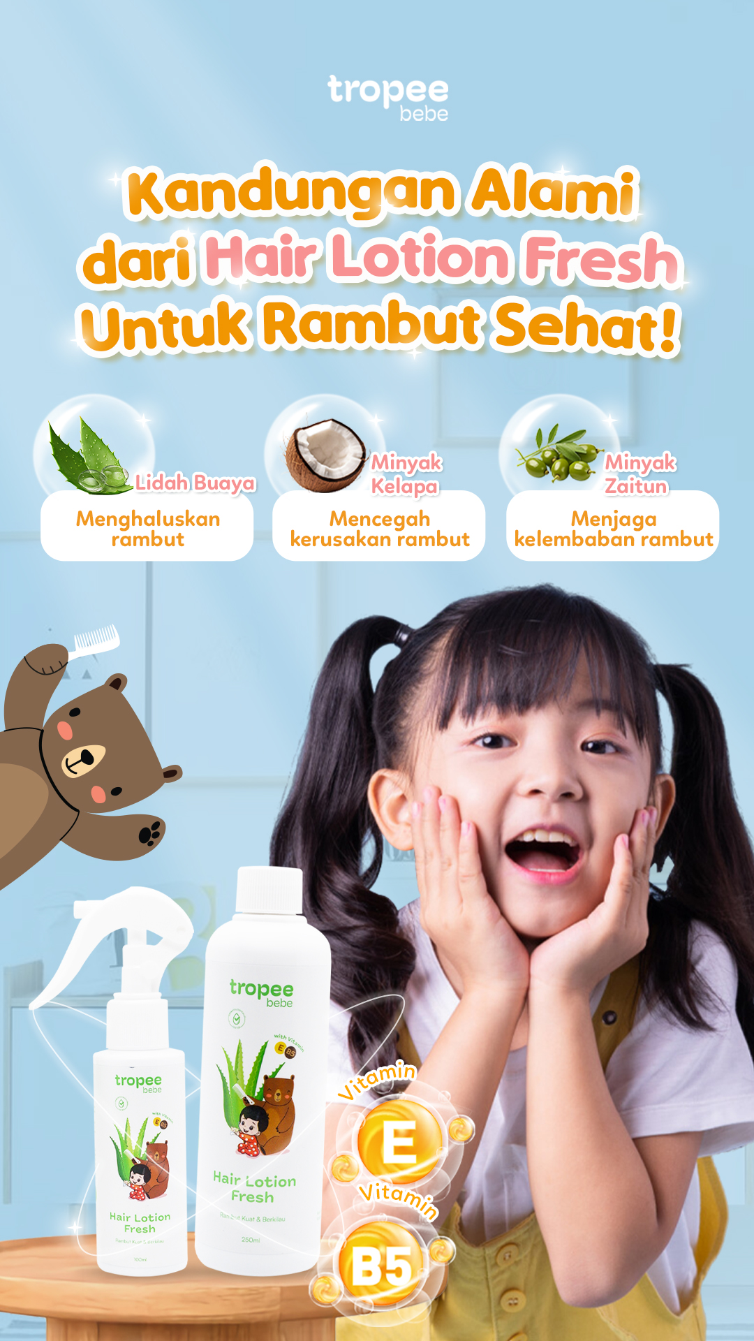 Jual Tropee Bebe Hair Lotion Fresh 100ml | Lotion Rambut | Perawatan ...