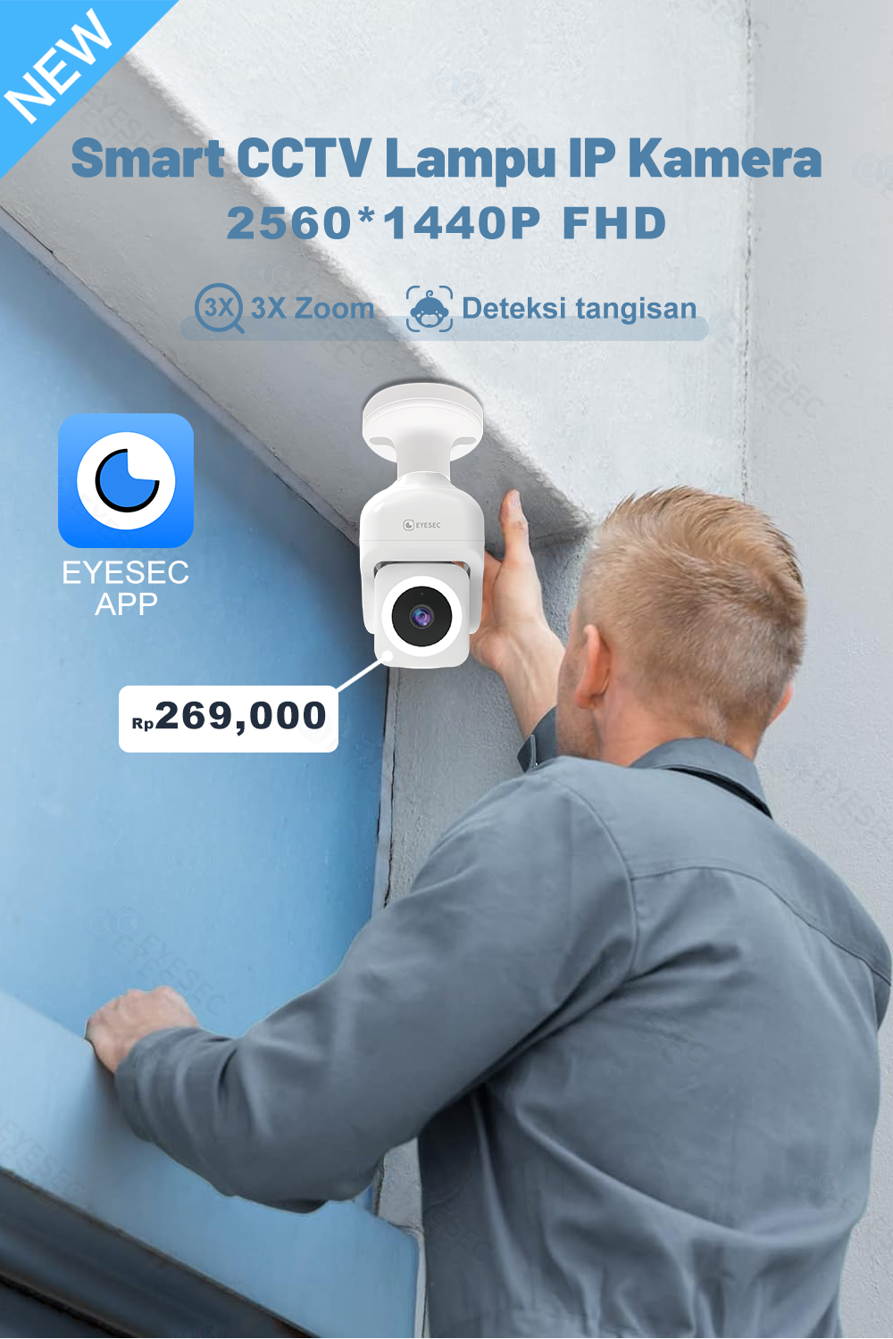 Jual EYESEC CCTV Lampu Bohlam ES09 IP Kamera 360 Derajat Panoramic ...