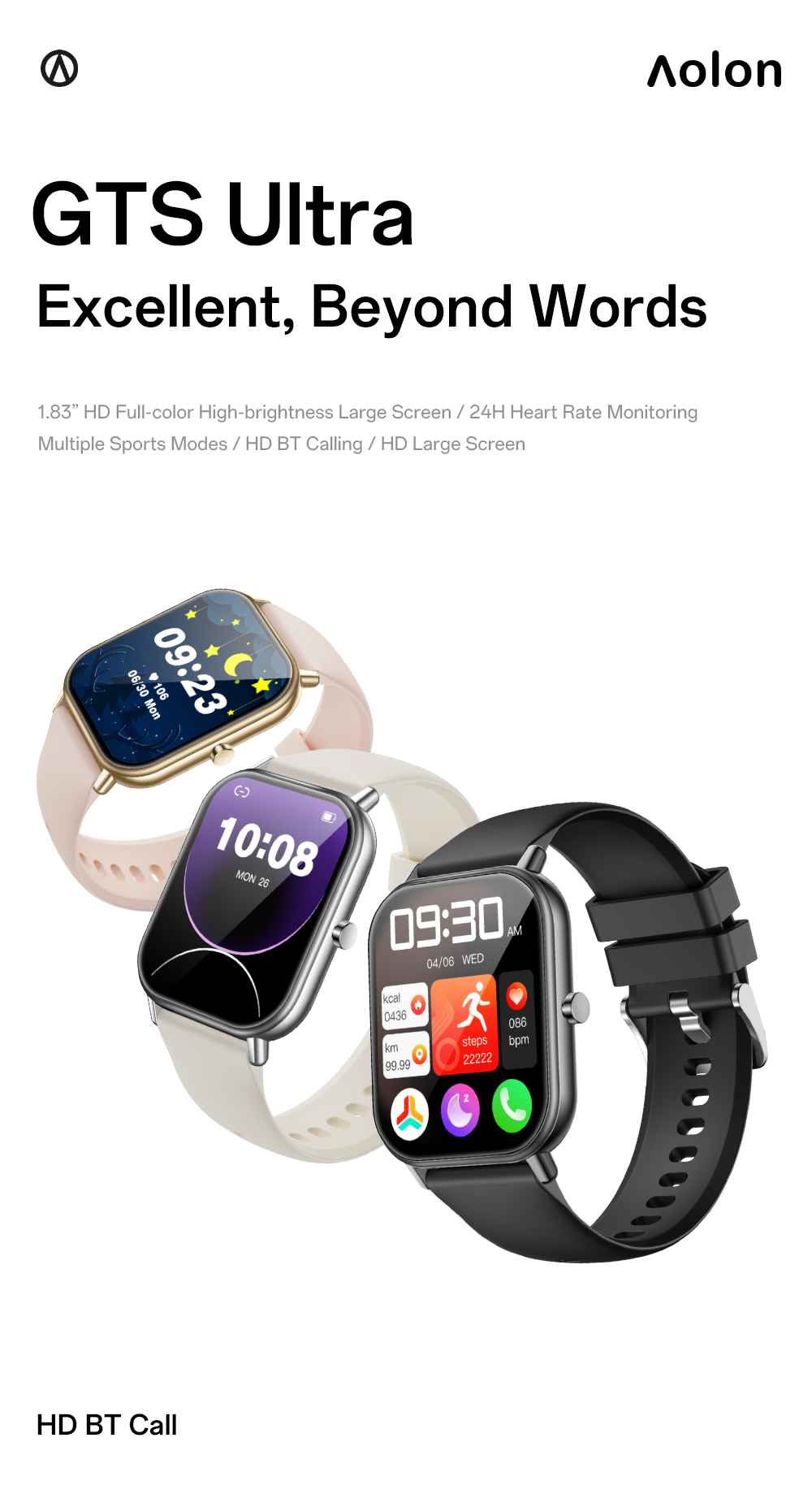 Jual Aolon GTS Ultra Jam Tangan Smartwatch 41MM Panggilan Bluetooth ...