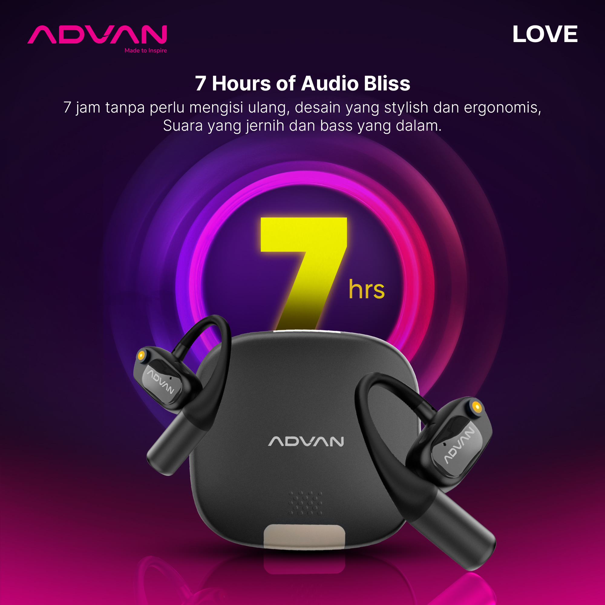Jual ADVAN TWS Open Ear True Wireless Earphone Bluetooth Love V5.4 ...