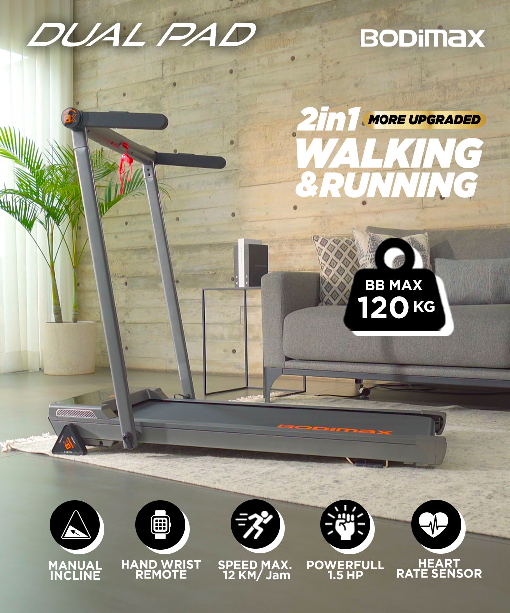 Jual BODIMAX DUAL PAD / Treadmill Dual Pad with Incline | Shopee Indonesia