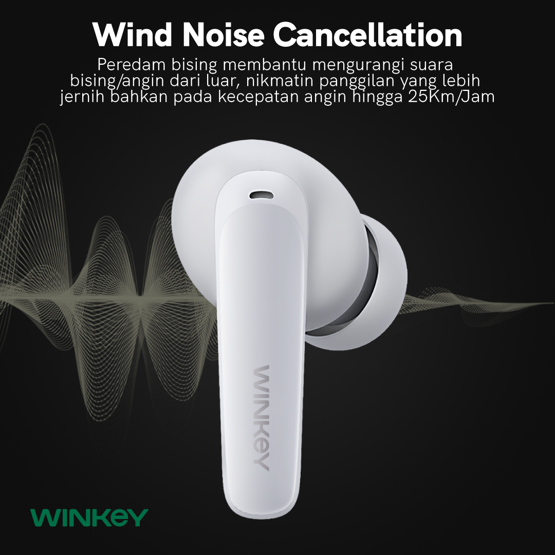 Jual WINKEY TWS Bluetooth Earphone Soundwave ENC Low Latency - WIE26 | Shopee Indonesia