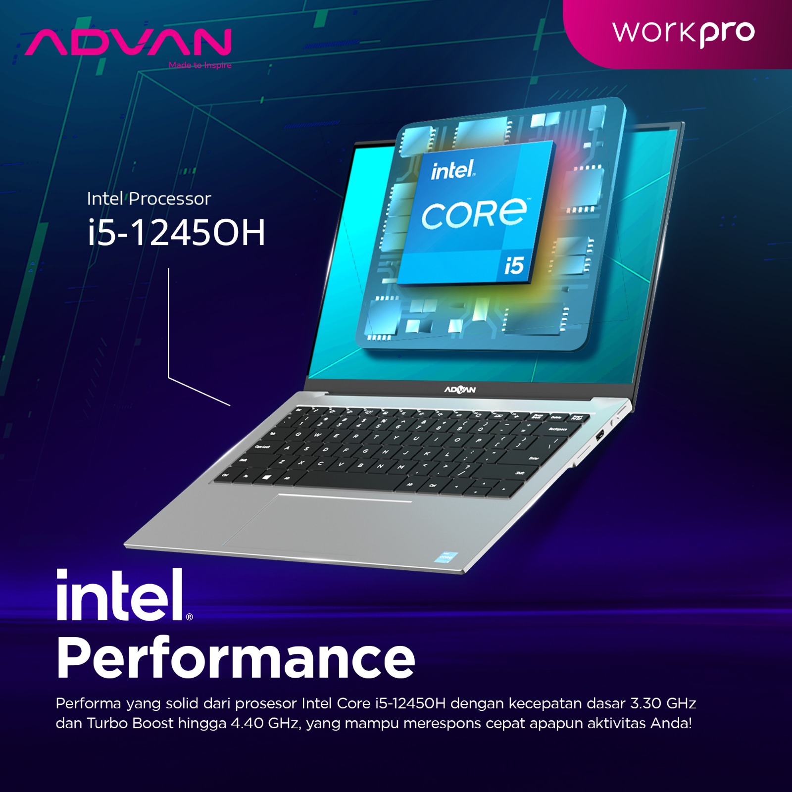 Jual ADVAN Notebook Laptop Workpro Intel i5 12450H 14'' FHD IPS 8GB ...