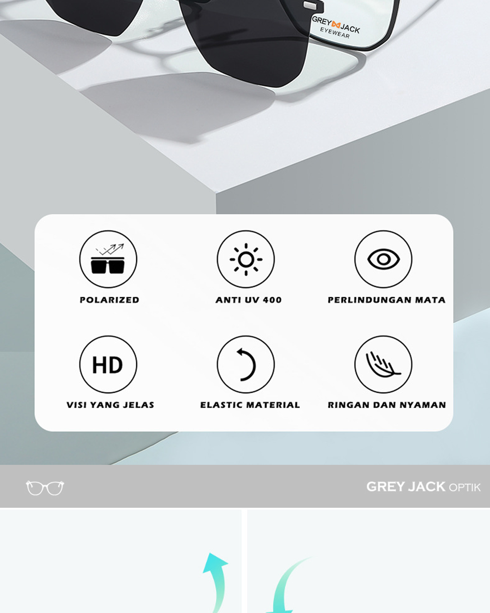 Jual Grey Jack Kacamata Blueray Clip On 2in1 Polarized Bahan Metal Kotak Unik Pria Wanita Bisa ...