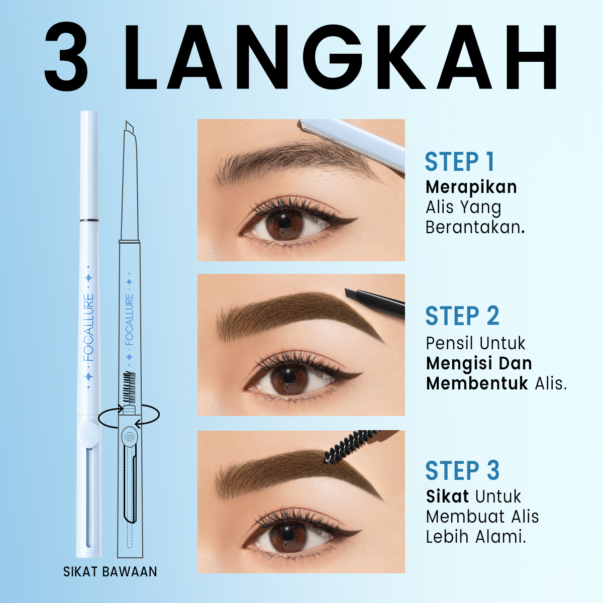 Jual FOCALLURE Pensil Alis 3-in-1 Pro-shaping Kuas & Pisau Cukur Bawaan Multi-guna | Shopee ...