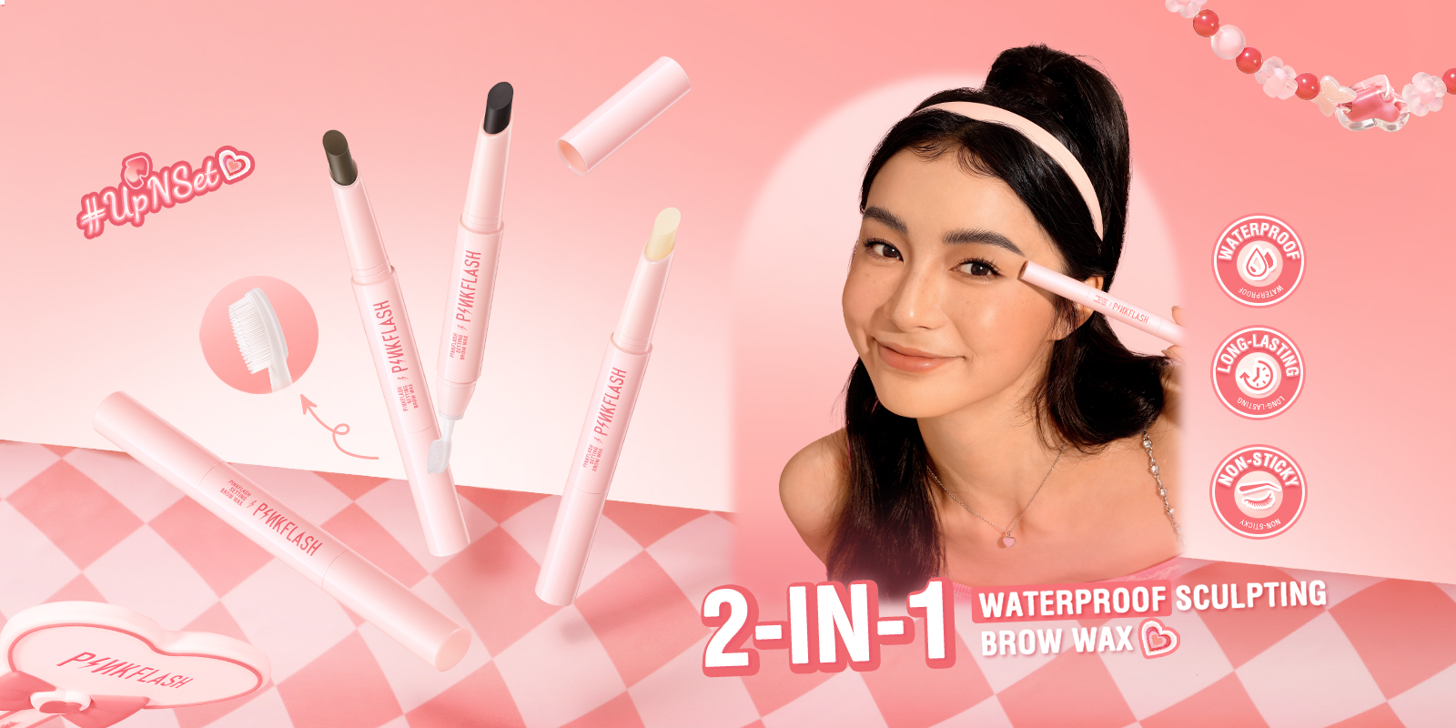 Jual PINKFLASH 2-in-1 waterproof sculpting brow wax with Brush Long ...