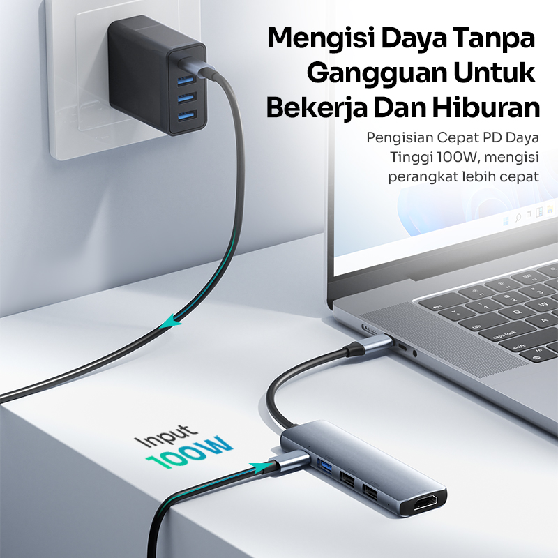 Jual ROBOT HUB HT350 Multiport 5 in1 USB HDMI Type C HUB Adapter ...